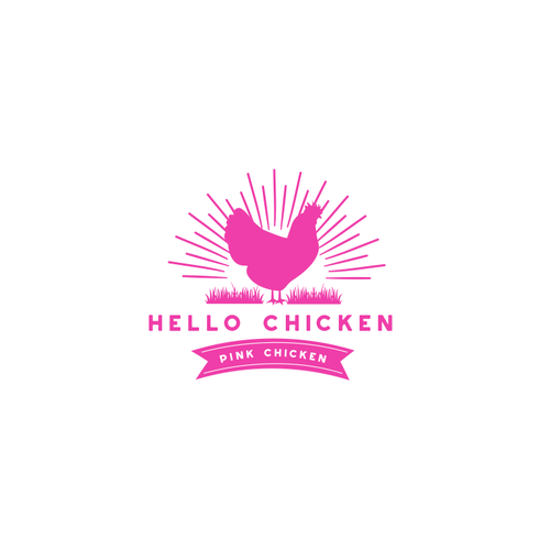 Design a korean fried chicken restaurant with neon pink color chicken ...