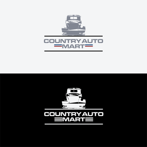 RUSTIC COUNTRY, RED WHITE AND BLUE for Country Auto Mart | Logo design ...