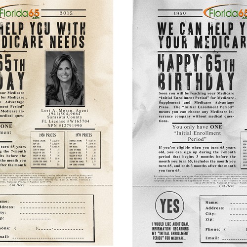 Create a mailer for people turning 65 years old | Stationery contest