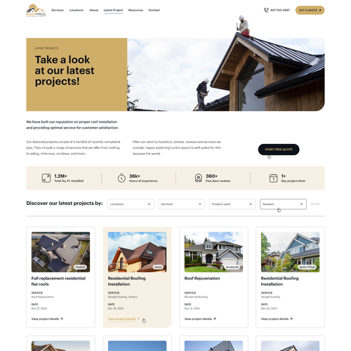 Designs | Standout Roofing Company Website Design. | Web page design ...