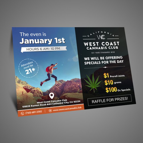 FLYER for a Cannabis Dispensary who begins recreational sales on New ...
