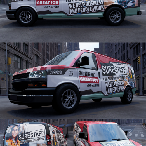 Designs | Surestaff Recruiting & Transportation Van Wrap - Eye-popping ...