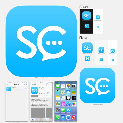 Design an icon for "SuperChat," a real Universal Messaging App that ...