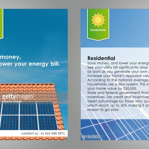 Create a solar energy brochure for Sunrise Solar | Brochure contest