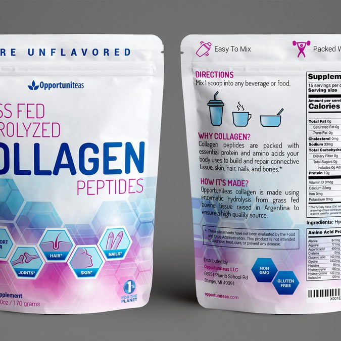 Design collagen supplement pouch packaging | Product packaging contest