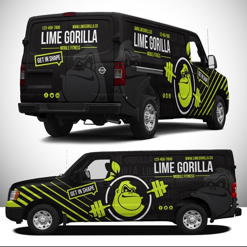 Lime Gorilla Mobile Fitness Van Wrap | Car, truck or van wrap contest