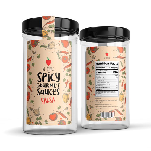 "Al Chile" (Mexican products) needs a label for their salsa jars ...