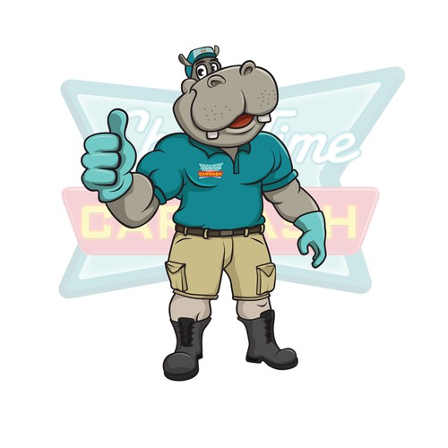 Designs | Hippo Mascot for Express Car Wash | Other art or illustration ...