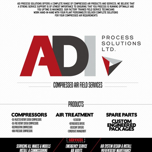create a service rate sheet for ADI Process Solutions | Brochure contest