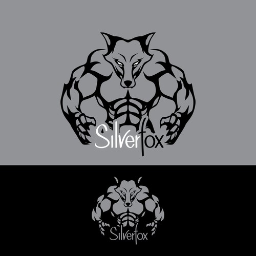 Design a bodybuilder logo with a fox's head for Silver Fox Bodybuilding ...