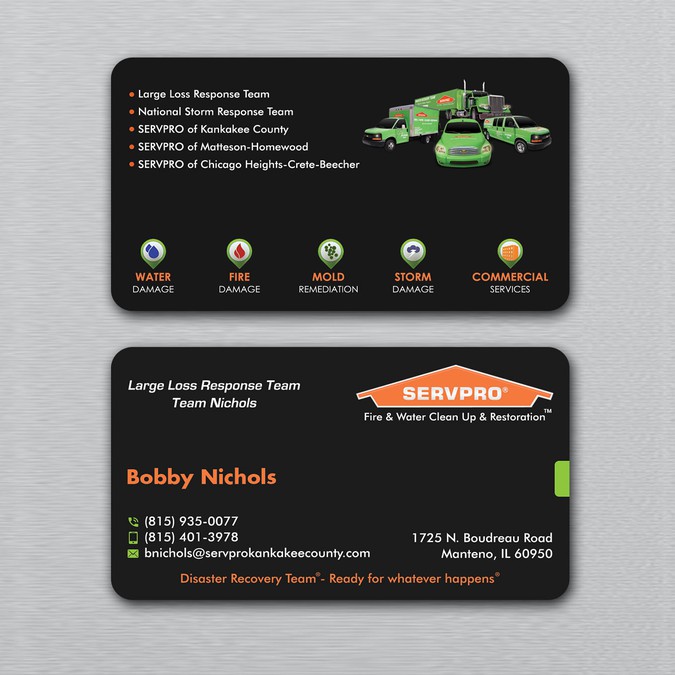 Servpro Disaster Recovery Team Nichols | Business card contest