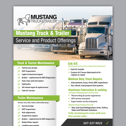 Mustang Truck & Trailer - Service Offering Flyer | Postcard, flyer or ...