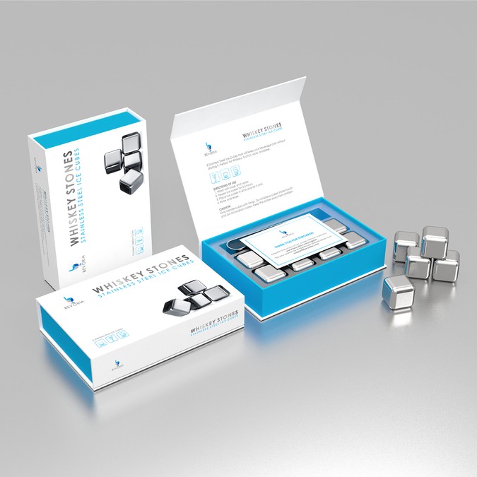 Whiskey Stone Ice Cube Package Design - Wants a modern and cool design ...