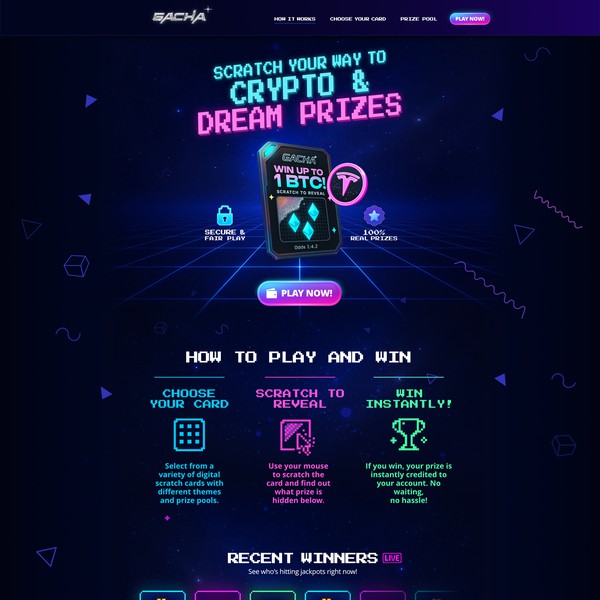 Design a online scratch card game landing page | Web page design ...