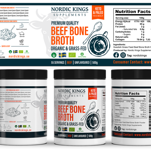 Designs | Design a Premium Bone Broth Bottle label | Product label contest