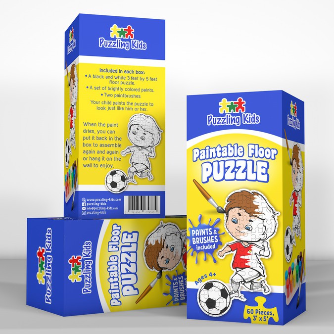 Create an eye-catching packaging design for a kids floor puzzle ...