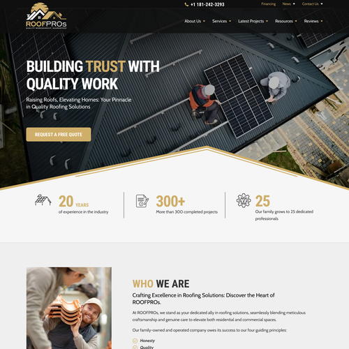 Designs | Standout Roofing Company Website Design. | Web page design ...