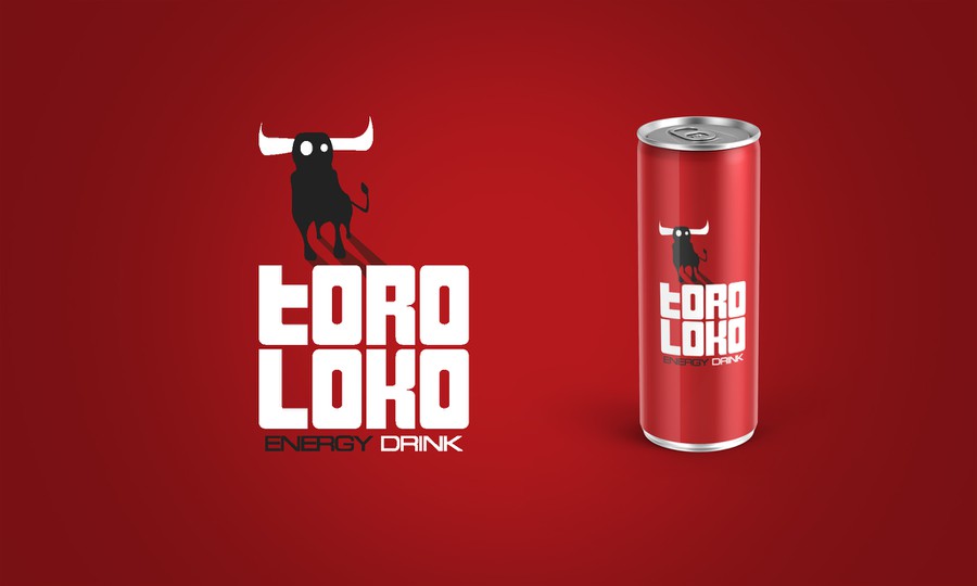 Surpass red bull logo with a creative and funny TORO LOKO energy drink ...