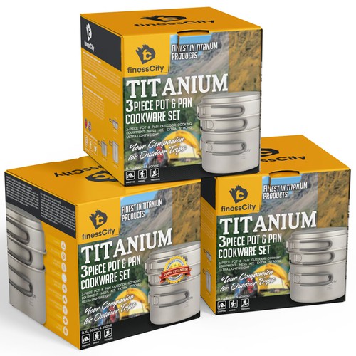 Create a Packaging Box Design for finessCity Titanium Cookware Pot ...