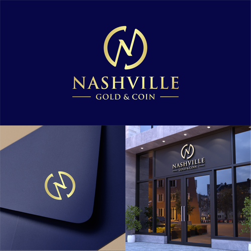 Vintage/stamped logo nashville gold & coin logo design | Logo design ...