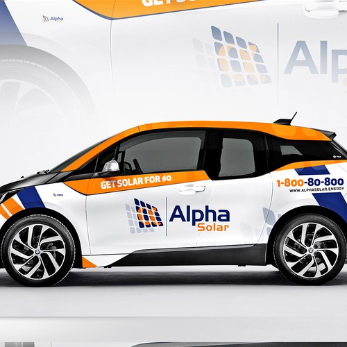 Create an eye-catching wrap for a solar company on a BMW i3 and help me ...