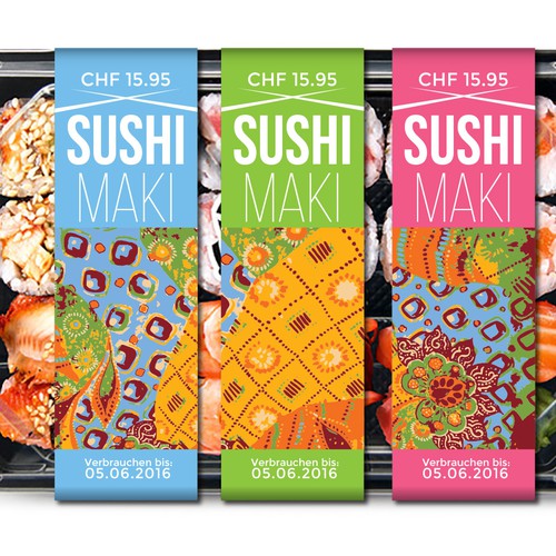 Create a packaging sleeve for sushi, sold to large retailers | Product ...