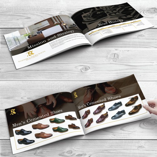 Design a fresh and sophisticated brochure for a luxury shoe ...