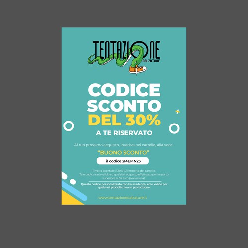 Creare un volantino per un codice sconto di un e-commerce di calzature ...
