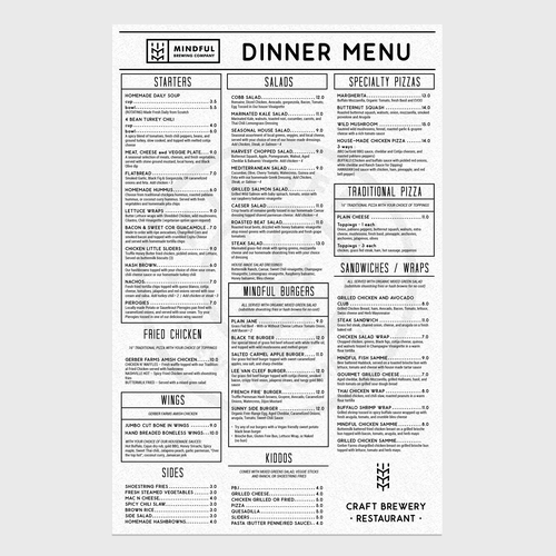 Design Menu layout for new craft brewery and restaurant | Menu contest