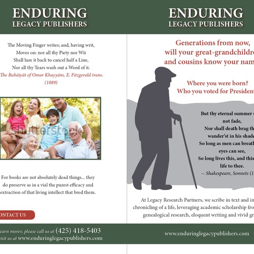 Designs | Create the new brochure design for Enduring Legacy Publishers ...