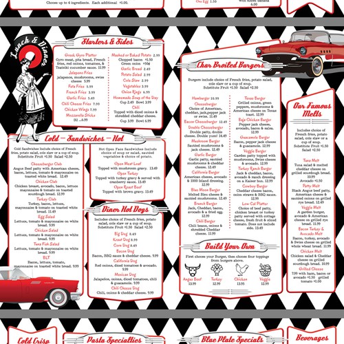 Designs | Create a 50's themed restaurant menu with cover. | Menu contest