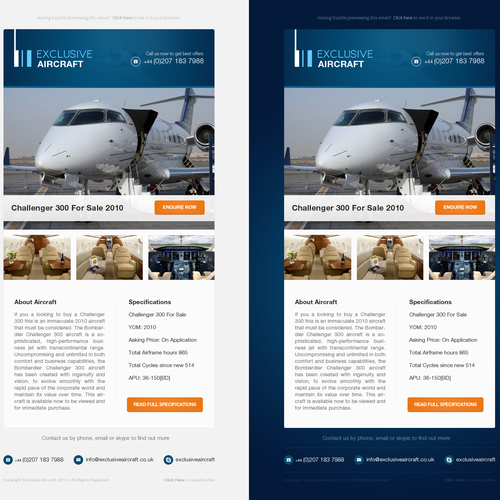 Private Jet Sales Email Template | Email contest