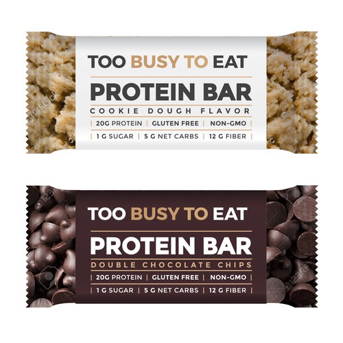 Designs | Design a unique protein bar wrapper for Too Busy To Eat ...