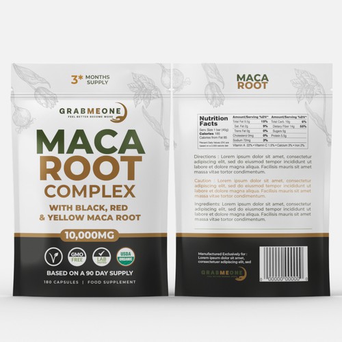Designs | Design Stunning Maca Root Supplement Label for Pouch ...