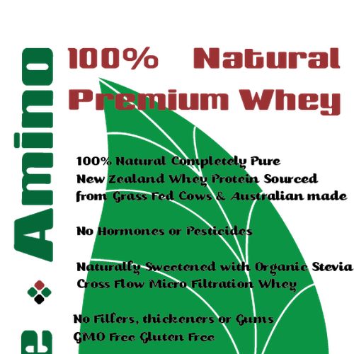 Create a logo and label for a new all natural whey protein supplement ...