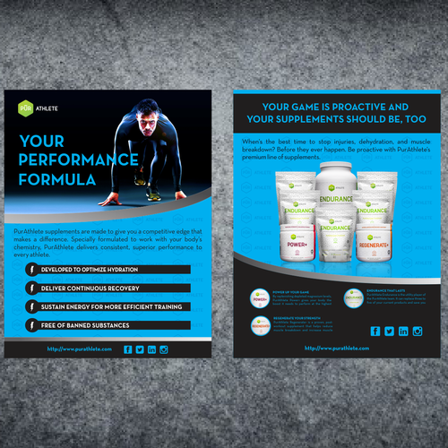 Create an electric one page handout for an athletic supplement company ...