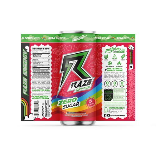 Designs | Raze Energy Rainbow Flavor Can | Product label contest