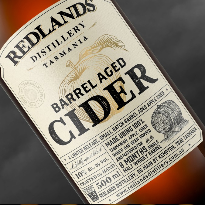 Whisky barrel aged cider - bottle label | Etiketten Wettbewerb