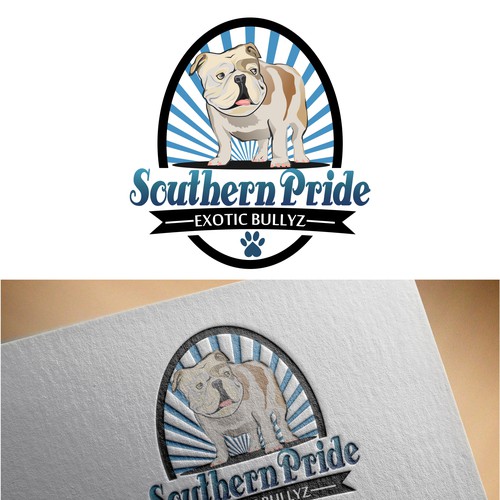 Create a detailed Exotic English Bulldog logo with Mascot for Southern ...