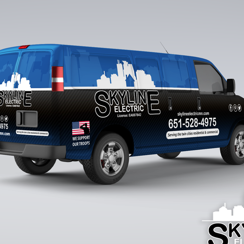 Create a cool simple eye catching fleet of vehicles for an electrical ...