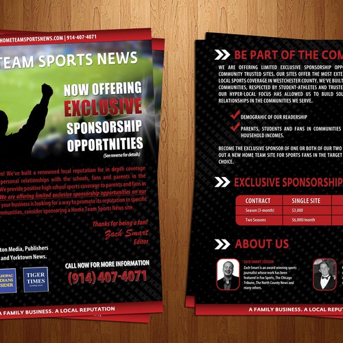Create a Sponsorship brochure for a local sports news outlet | Postcard ...