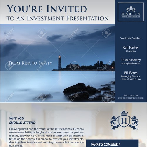 Design an invitation to an investment presentation | Brochure contest