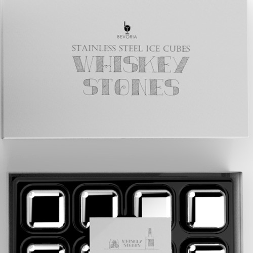 Whiskey Stone Ice Cube Package Design - Wants a modern and cool design ...