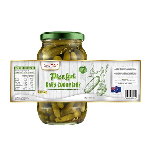 New Label for Pickled Baby Cucumbers 500g Jar | Product label contest
