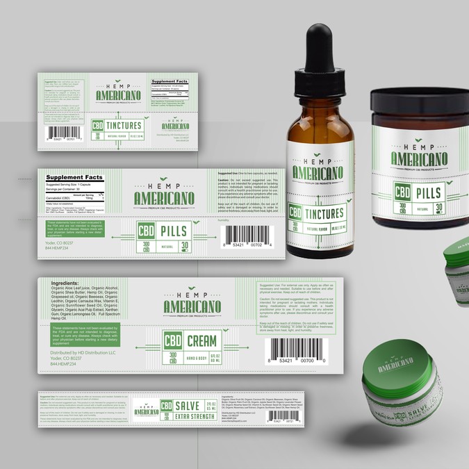 Design a label for four products using our Hemp Americano logo ...