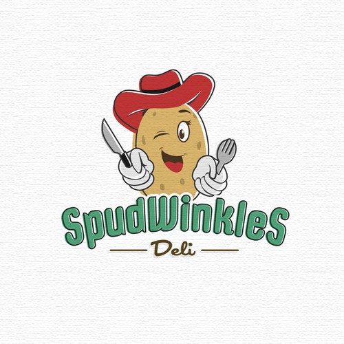 Create a fun logo featuring a winking potato character for Spudwinkle's ...