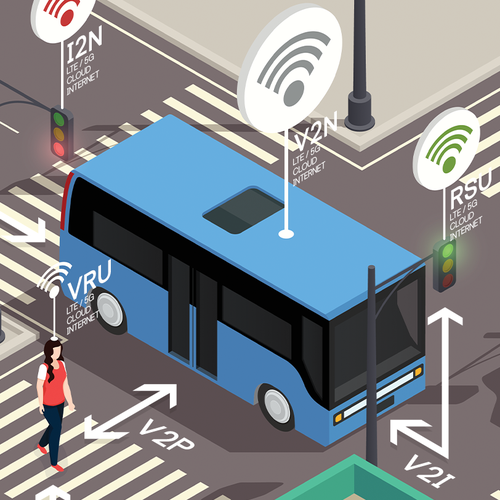 Designs | illustrate the future of connected transport (V2X, V2V, V2P, etc.) | Illustration or ...