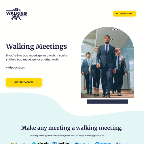 Designs | Walking Meetings - Landing Page to appeal to companies ...