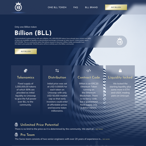 Designs | BillionToken ($BLL) Design Contest | Web page design contest