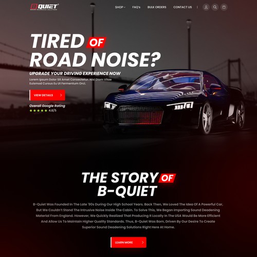 Designs | B-Quiet.com - Shopify Ecomm Store | Web page design contest